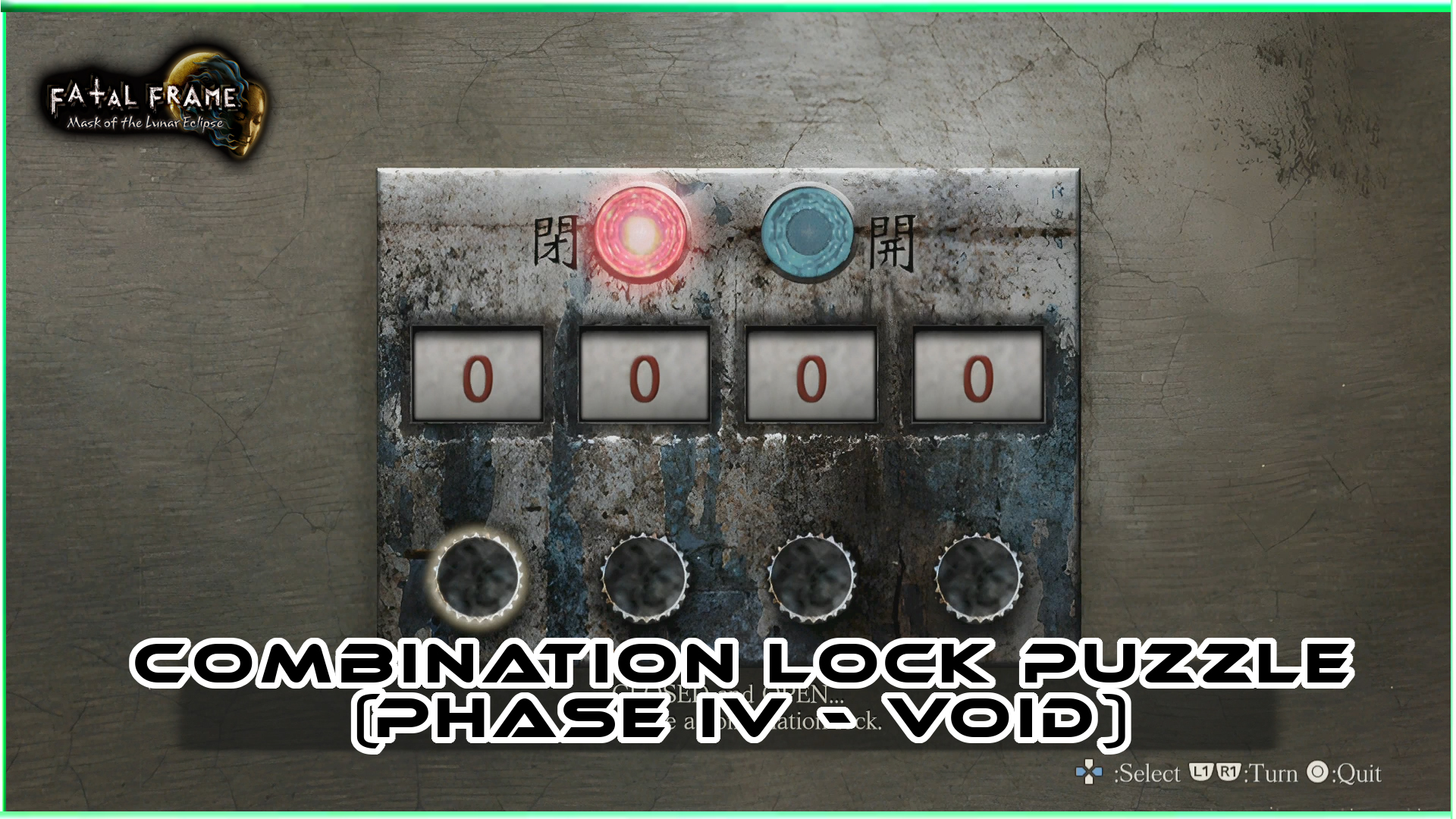 Combination Lock Puzzle (3F Control Room - Phase IV: Void) Fatal Frame ...