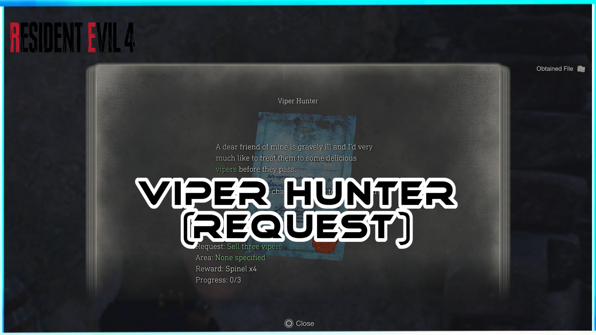 Viper Hunter Request (Sell Vipers) Resident Evil 4 Remake